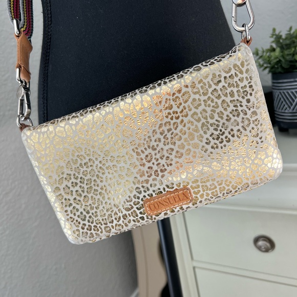 Consuela | Bags | Consuela Kit Uptown Crossbody Gold And Cream Leopard ...